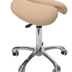 Rolling Saddle Stool w. Split Seat (Beige)