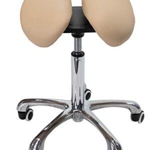 Rolling Saddle Stool w. Split Seat (Beige)