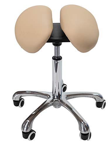 Rolling Saddle Stool w. Split Seat (Beige)