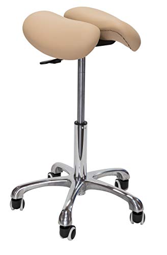 Rolling Saddle Stool w. Split Seat (Beige)