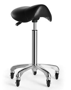 beauty saddle stool rolling swivel chair for massage clinic spa salon office adjustable with wheels(black)