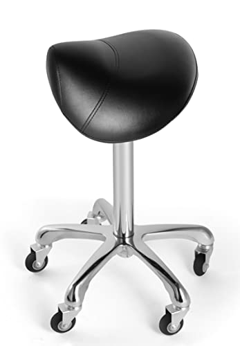 Beauty Saddle Stool Rolling Swivel Chair for Massage Clinic Spa Salon Office Adjustable with Wheels(Black)