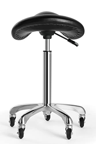 Beauty Saddle Stool Rolling Swivel Chair for Massage Clinic Spa Salon Office Adjustable with Wheels(Black)