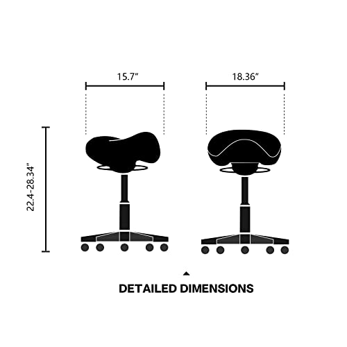 Saddle Stool Swivel Height Adjustable with Wheels Wobble Rolling Stool for Medical Massage Salon Kitchen Spa Drafting Lab Clinic Dentist, Ergonomic Hydraulic Seat Chair Office Stool