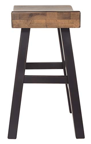 Signature Design by Ashley Glosco Farmhouse 25.5" Counter Height Saddle Barstool, 2 Count, Two-Tone Brown