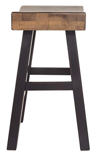 Signature Design by Ashley Glosco Farmhouse 25.5" Counter Height Saddle Barstool, 2 Count, Two-Tone Brown