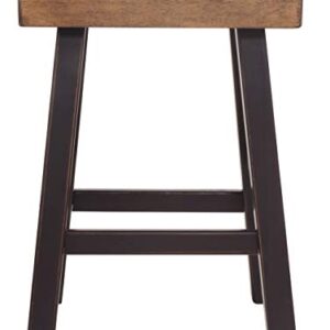 Signature Design by Ashley Glosco Farmhouse 25.5" Counter Height Saddle Barstool, 2 Count, Two-Tone Brown