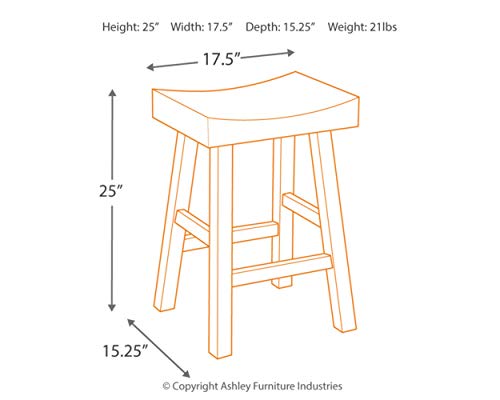 Signature Design by Ashley Glosco Farmhouse 25.5" Counter Height Saddle Barstool, 2 Count, Two-Tone Brown