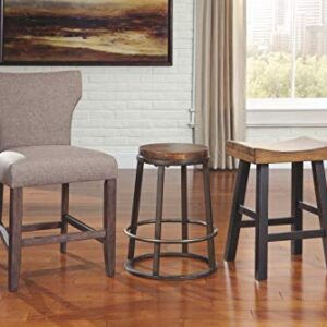 Signature Design by Ashley Glosco Farmhouse 25.5" Counter Height Saddle Barstool, 2 Count, Two-Tone Brown