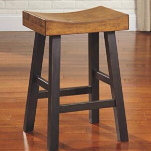 Signature Design by Ashley Glosco Farmhouse 25.5" Counter Height Saddle Barstool, 2 Count, Two-Tone Brown