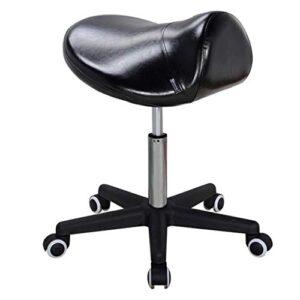 master massage ergonomic swivel saddle rolling hydraulic stool in black