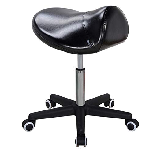 Master Massage Ergonomic Swivel Saddle Rolling Hydraulic Stool in Black