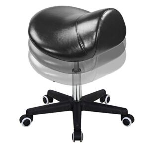 Master Massage Ergonomic Swivel Saddle Rolling Hydraulic Stool in Black