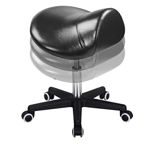 Master Massage Ergonomic Swivel Saddle Rolling Hydraulic Stool in Black