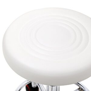 Whectin Rolling Stool Adjustable Chair with Backrest Salon Spa Stool Swivel Chair Tattoo Massage Stool with PU Cushion White