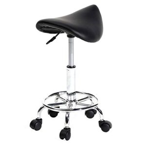 frithjill bar stool,rolling hydraulic ergonomic saddle seat salon barber chair saddle stool pedicure/manicure nail technician massage stool | black