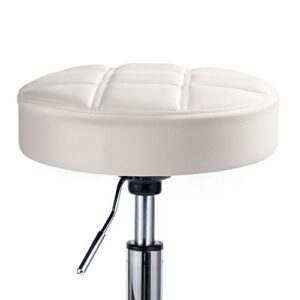 Leopard Round Rolling Stools, Adjustable Work Medical Stool with Wheels ( White )