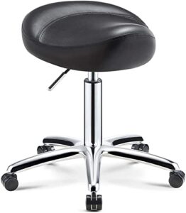 rolling swivel stool cosmetic stool 360° rotate height adjustable salon massage spa chair hydraulic rolling faux leather saddle stool for massage spa salon hair beauty manicure tattoo treatment office