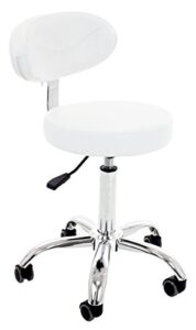 hydraulic stool with backrest, hardwood safe, white