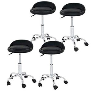 homgarden adjustable hydraulic rolling swivel stool for massage salon office facial spa medical tattoo chair stool w/backrest cushion & wheels,set of 4