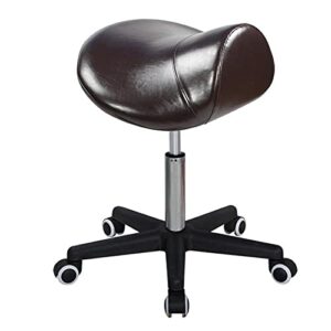 master massage ergonomic swivel saddle stool, posture chair with a durable pneumatic hydraulic lift,perfect for professionals and for at home use (coffee)