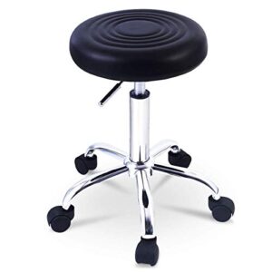 goplus® adjustable hydraulic rolling swivel bar stool tattoo facial massage spa stool (1, black)