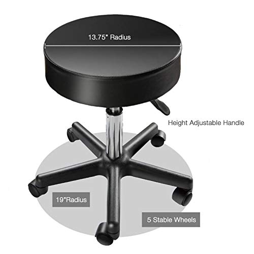 PARTYSAVING Supportive Adjustable Hydraulic Rolling Swivel Stool for Massage and Salon Office Facial Spa Medical Tattoo Chair Cushion & Wheels – Extra Large, APL1159