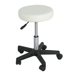 adjustable hydraulic rolling swivel salon stool chair tattoo massage facial spa stool chair black (white)