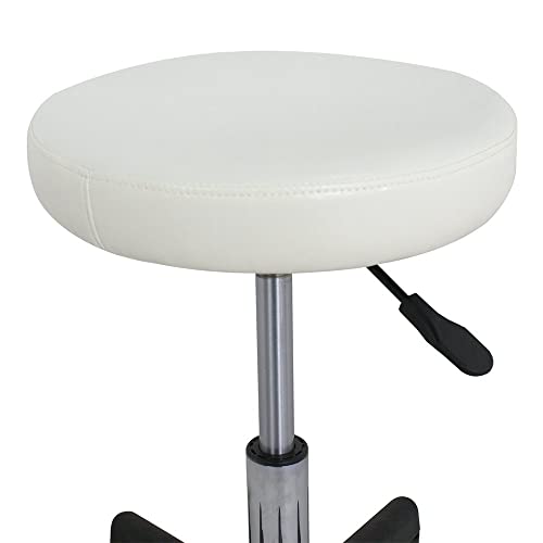 Adjustable Hydraulic Rolling Swivel Salon Stool Chair Tattoo Massage Facial Spa Stool Chair Black (White)