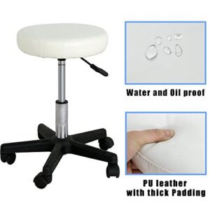 Adjustable Hydraulic Rolling Swivel Salon Stool Chair Tattoo Massage Facial Spa Stool Chair Black (White)