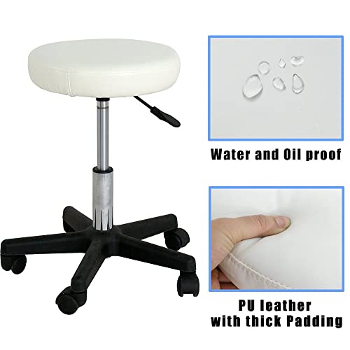 Adjustable Hydraulic Rolling Swivel Salon Stool Chair Tattoo Massage Facial Spa Stool Chair Black (White)