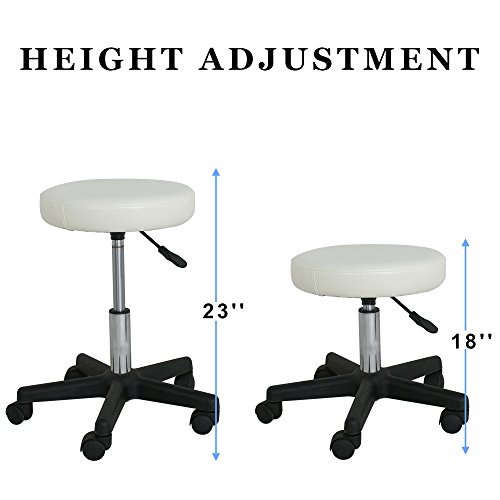 Adjustable Hydraulic Rolling Swivel Salon Stool Chair Tattoo Massage Facial Spa Stool Chair Black (White)