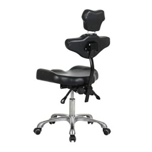 DERMALOGIC Louis Tattooist Chair Professional Hydraulic Ink Stool Adjustable Height 18”-23.5”, Black