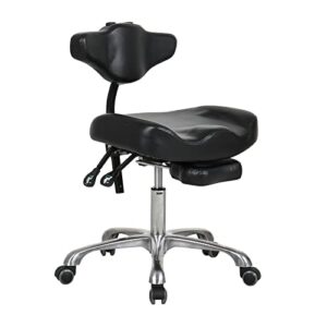 DERMALOGIC Louis Tattooist Chair Professional Hydraulic Ink Stool Adjustable Height 18”-23.5”, Black