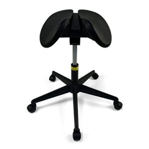 miwooyy saddle stool ergonomic saddle stool/professional saddle chair-adjustable with wheels, heavy duty black swivel chair, for beauty, massage, dental clinic