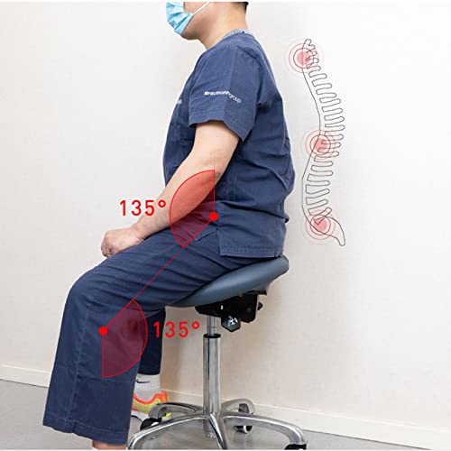 oiakus Saddle Chair, Ergonomic Dentist Stool, Adjustment Lift Rotating Makeup Chair, for Dental Lab Salon Massage Studio Office