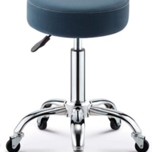 Rolling Swivel Stool Saddle Chair Stool on Wheel， Nail Stool with Gray PU Synthetic Leather Seat， Adjustable Height 45-55 cm， Supported Weight 160 Kg， Adjustable Swivel Rolling Stool for Massage Spa