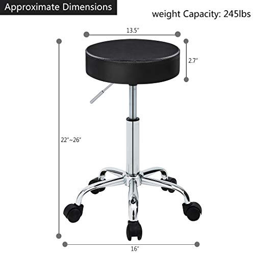 Duhome 410 Adjustable Height Swivel Medical Clinic Tattoo Spa Salon Stool with Wheels (Black)