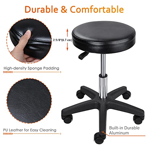 AW 3x Adjustable Tattoo Salon Stool PU Leather Hydraulic Rolling Chair Facial Massage Spa with Rotation Wheels