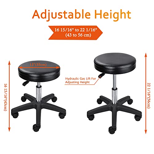 AW 3x Adjustable Tattoo Salon Stool PU Leather Hydraulic Rolling Chair Facial Massage Spa with Rotation Wheels