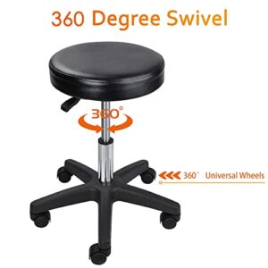 AW 3x Adjustable Tattoo Salon Stool PU Leather Hydraulic Rolling Chair Facial Massage Spa with Rotation Wheels