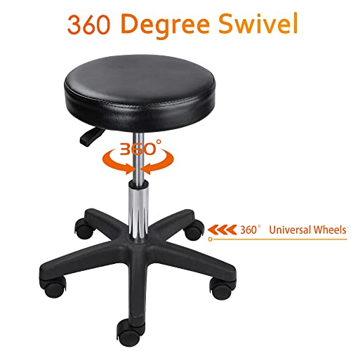 AW 3x Adjustable Tattoo Salon Stool PU Leather Hydraulic Rolling Chair Facial Massage Spa with Rotation Wheels