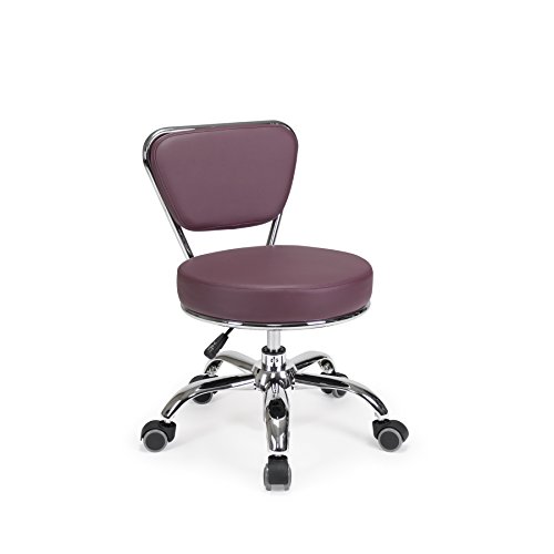 Spa Pedicure Chair Stool for Nail, Hair, Facial Technician (Short, Black) (Burgundy)