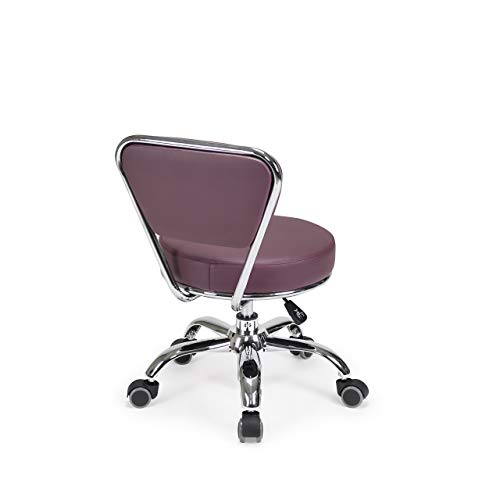 Spa Pedicure Chair Stool for Nail, Hair, Facial Technician (Short, Black) (Burgundy)