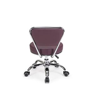 Spa Pedicure Chair Stool for Nail, Hair, Facial Technician (Short, Black) (Burgundy)