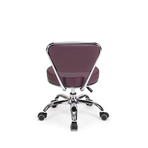 Spa Pedicure Chair Stool for Nail, Hair, Facial Technician (Short, Black) (Burgundy)