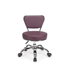 Spa Pedicure Chair Stool for Nail, Hair, Facial Technician (Short, Black) (Burgundy)