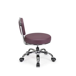 Spa Pedicure Chair Stool for Nail, Hair, Facial Technician (Short, Black) (Burgundy)