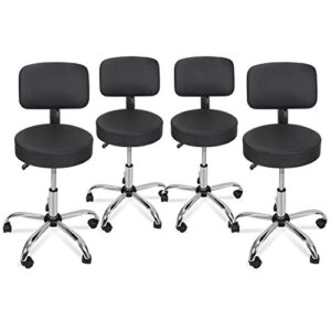 nova microdermabrasion rolling stool swivel salon stool chair adjustable drafting stool tattoo office massage medical facial spa stool with pu cushion backrest 4pcs