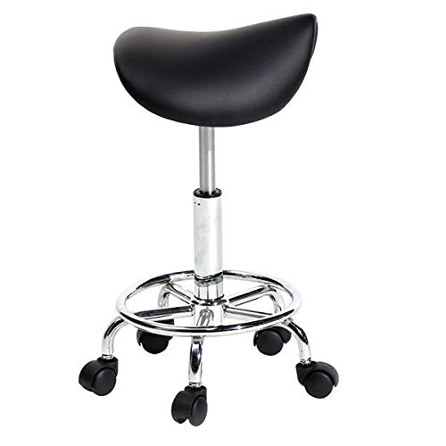 Saddle Stool Adjustable Swivel Salon Massage Spa Seat Tattoo Rolling Chair Black